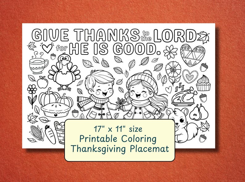 Printable Placemat, Thanksgiving Dinner Placemat, Bible Verse Coloring ...