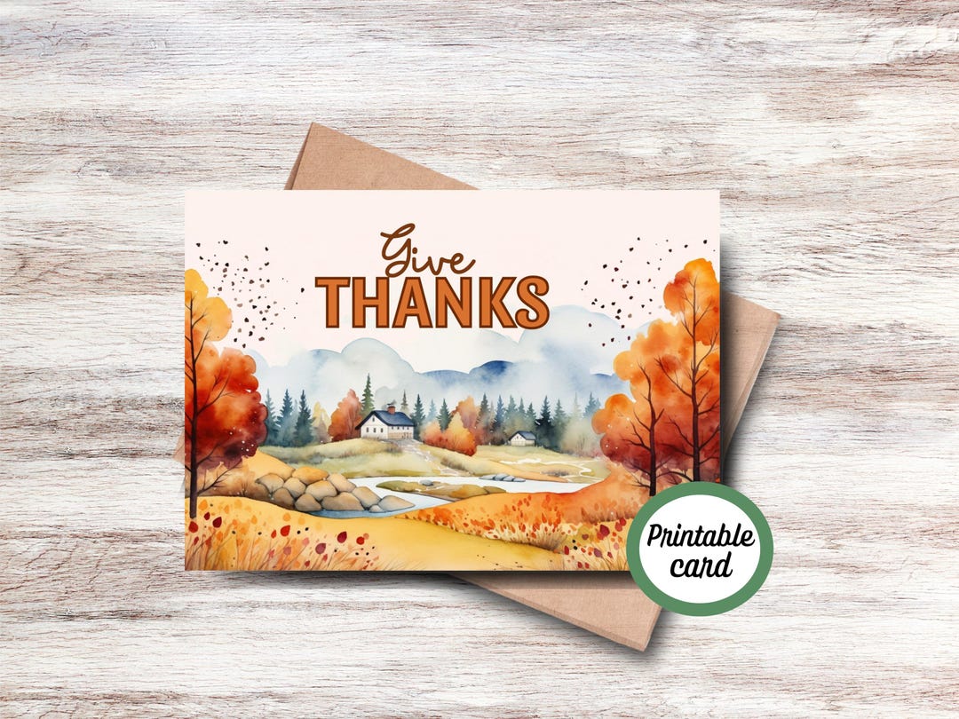 Printable Thanksgiving Card, Thank You Card, Gratitude Card, Fall ...