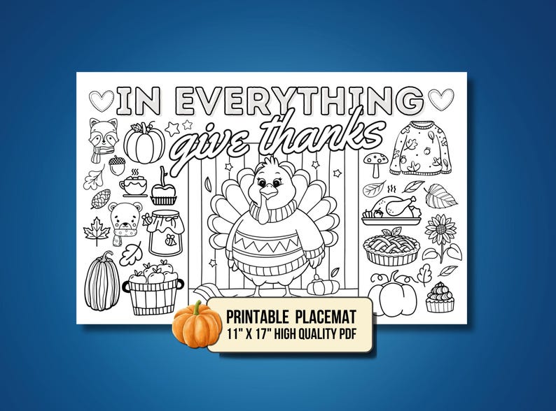 Printable Placemat, Thanksgiving Dinner Placemat, Bible Verse Coloring ...