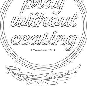 Bible Verse Coloring Page, pray Without Ceasing, Instant Digital PDF ...