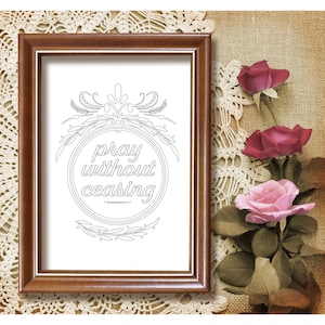 Printable Bible Verse Coloring Page, Pray Without Ceasing, Christian ...