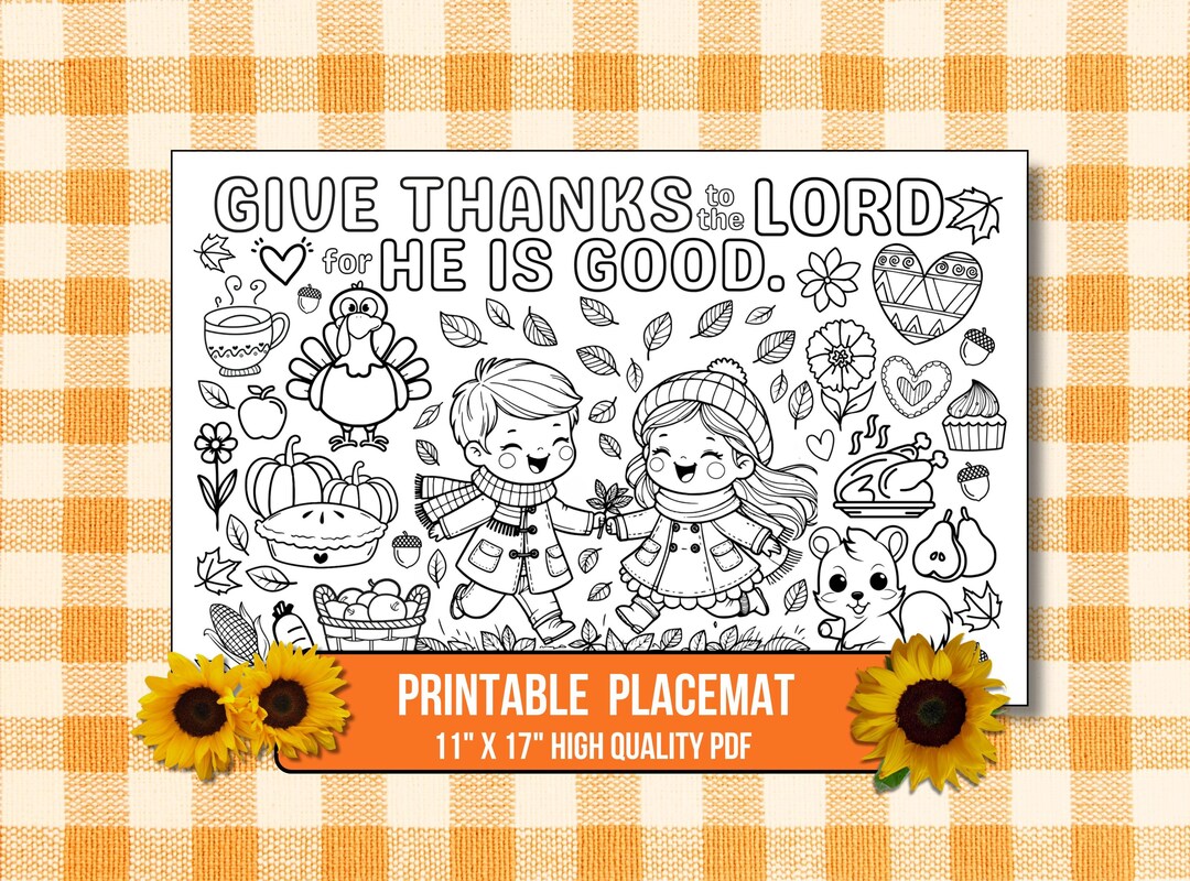 Printable Placemat, Thanksgiving Dinner Placemat, Bible Verse Coloring ...