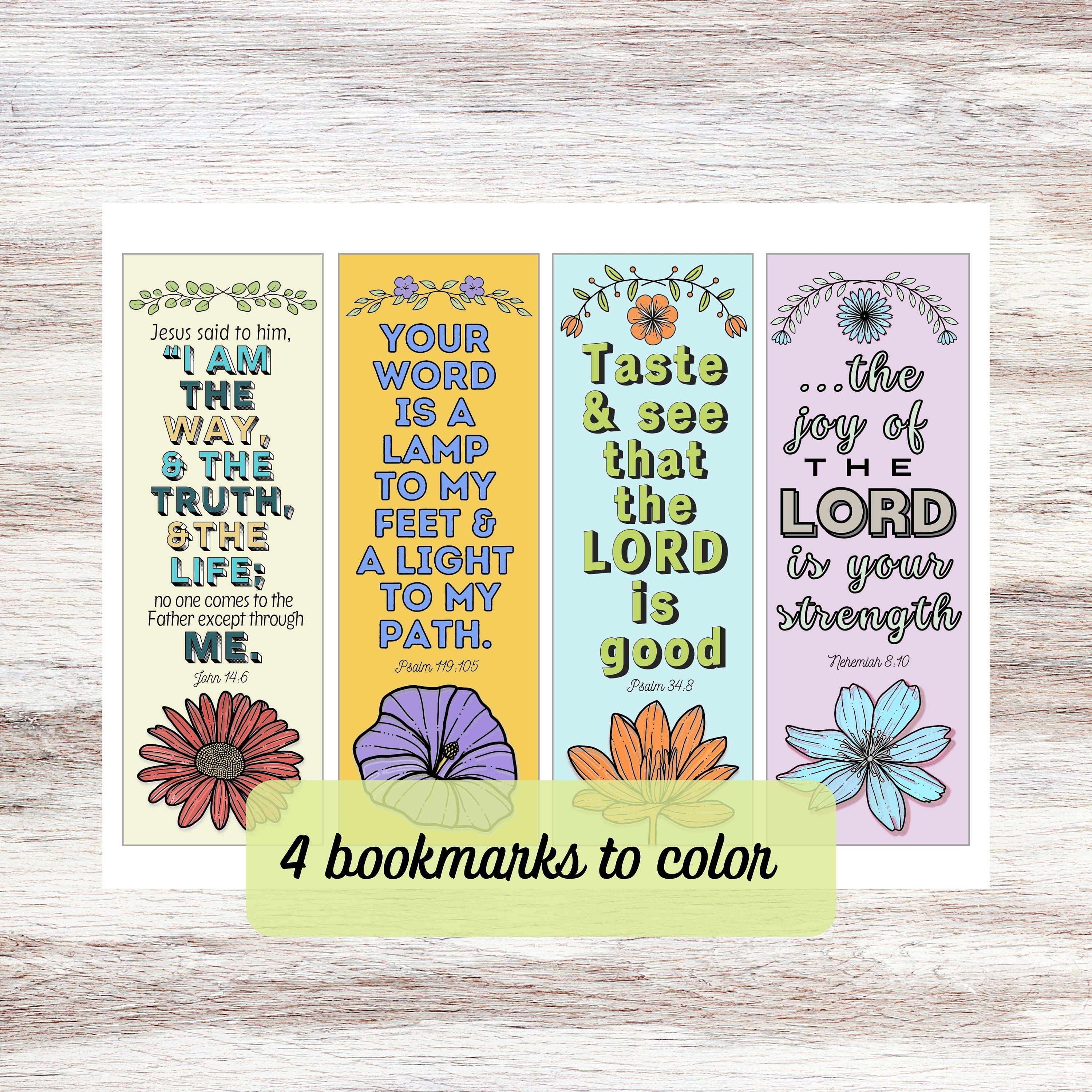 Printable Scripture Coloring Bookmarks, Bible Verse Bookmarks, Bible ...