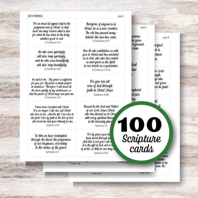Printable Scripture Cards, 100 Bibles Verses, God’s Promises Scripture ...