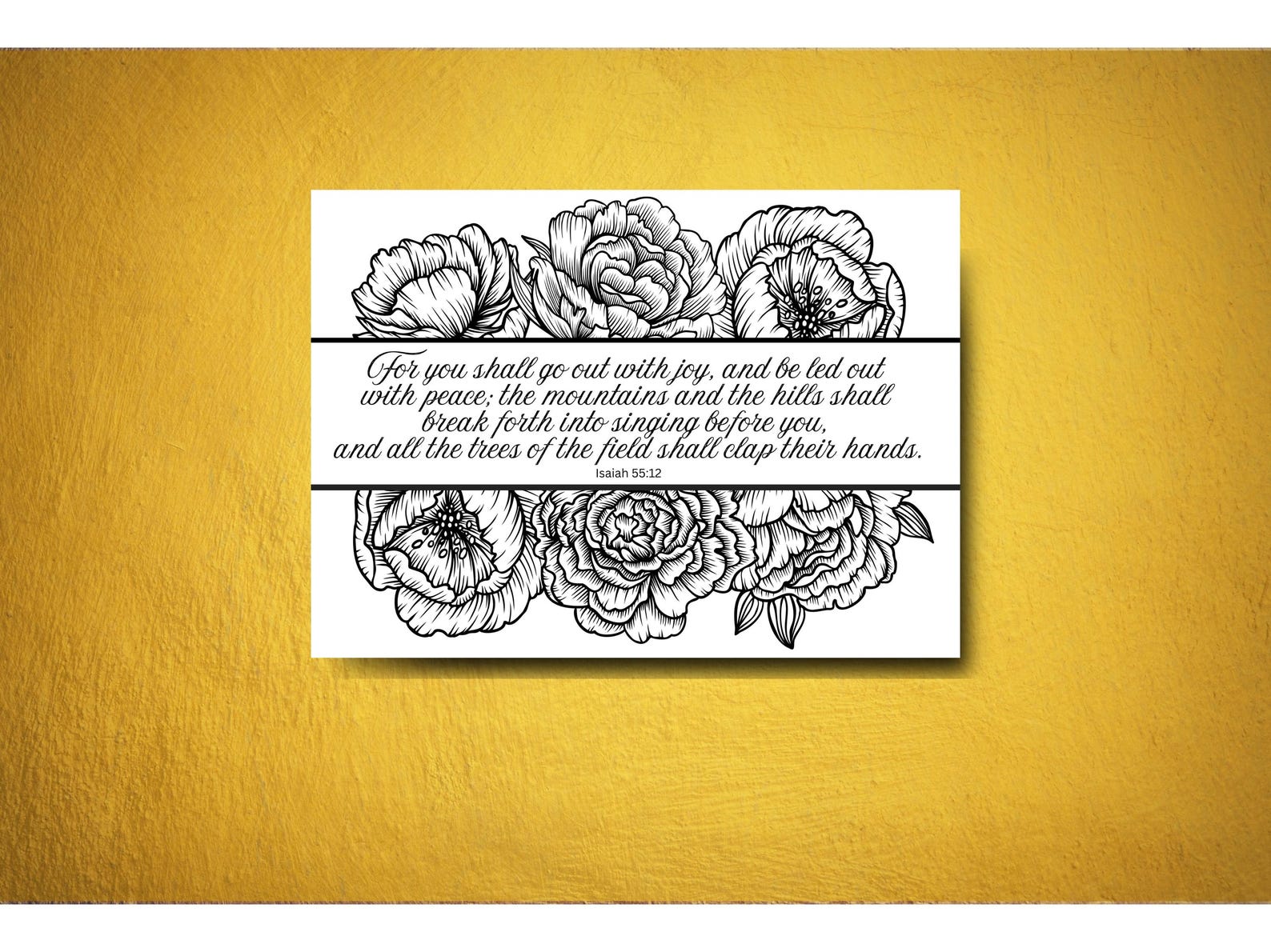 Scripture Coloring Cards, Black & White Floral Cards, Joy Bible Verse ...
