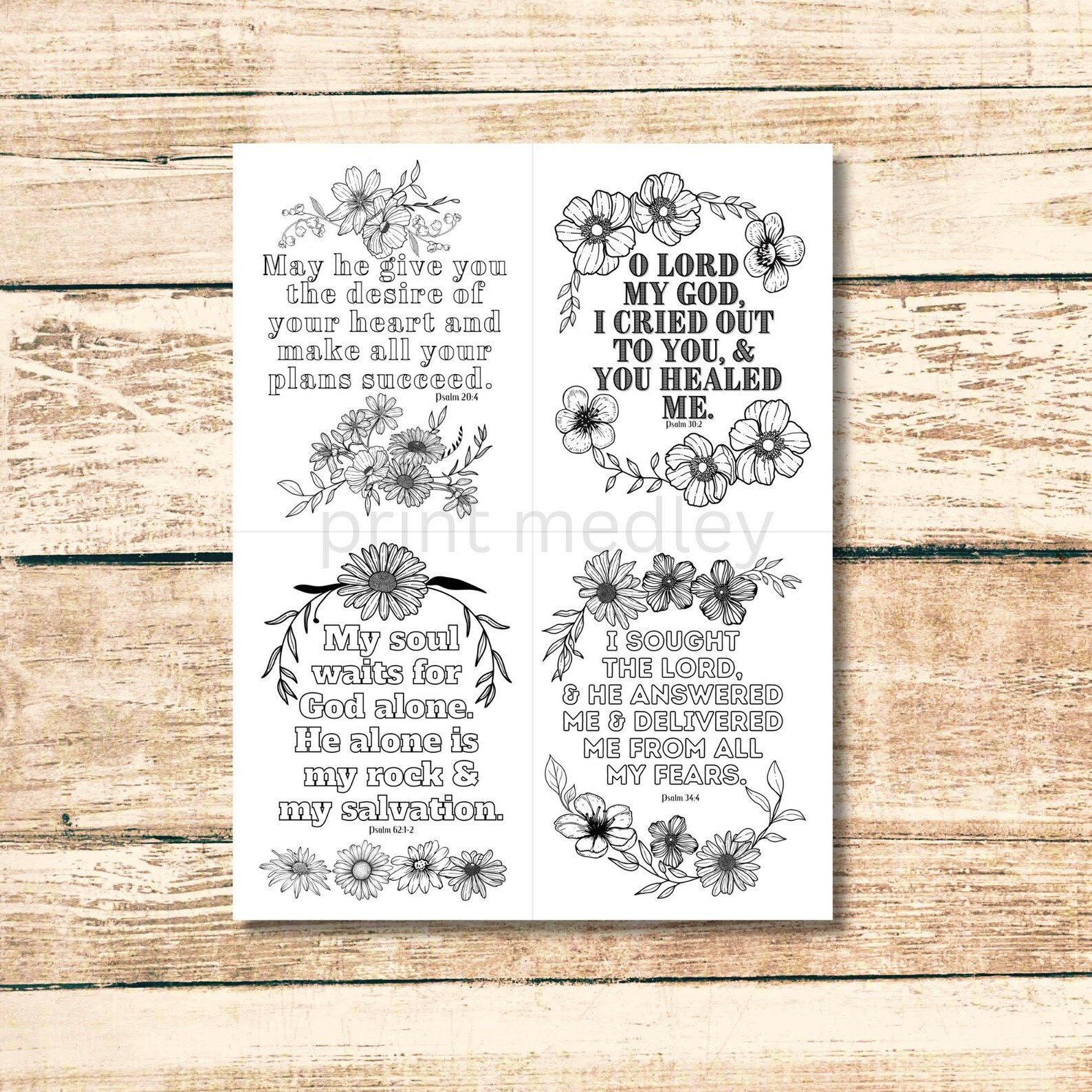 Printable Psalms Set 2 Scripture Coloring Cards, Bible Verse Cards ...