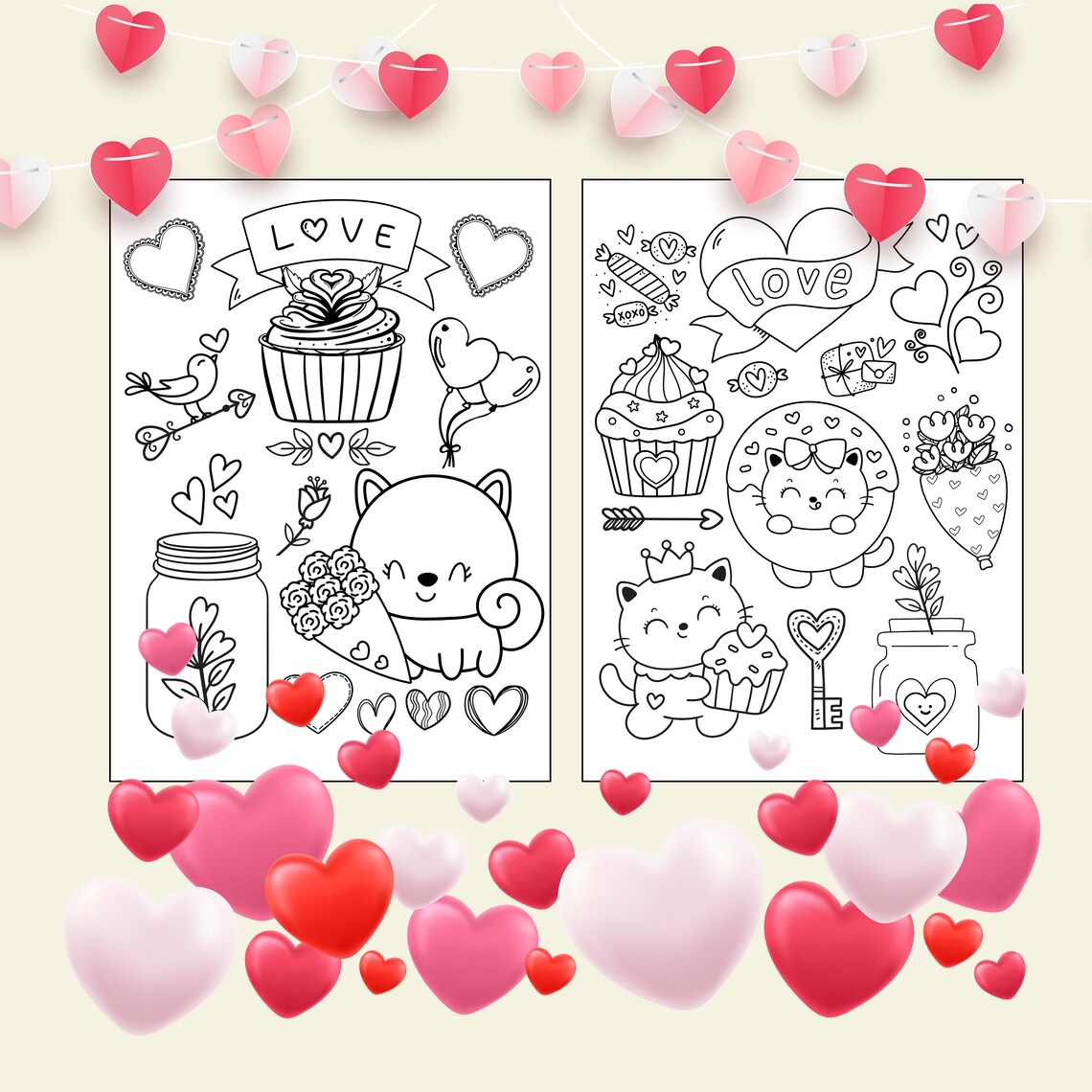 Printable Coloring Pages, Kids Coloring Activity, Hearts Coloring Pages ...