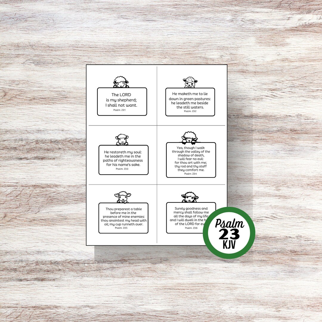 Psalm 23 KJV Scripture Card Printable, Kjv Bible Memory Verse Cards ...