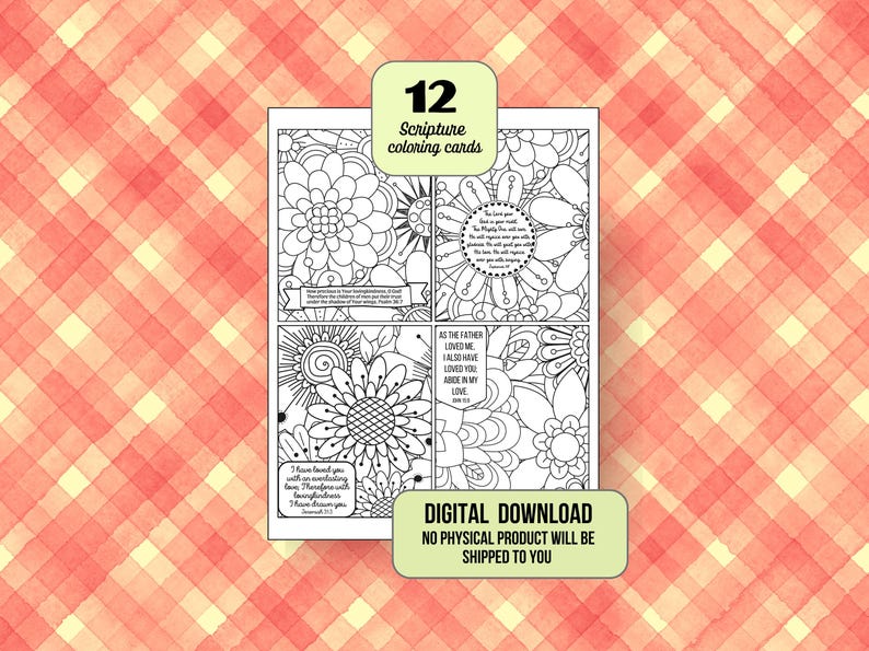 12 Printable Scripture Coloring Cards, Bible Verse Cards to Color ...