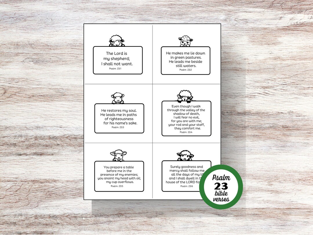Psalm 23 Scripture Cards, Printable Psalm 23 Bible Memory Verses, Kid's ...