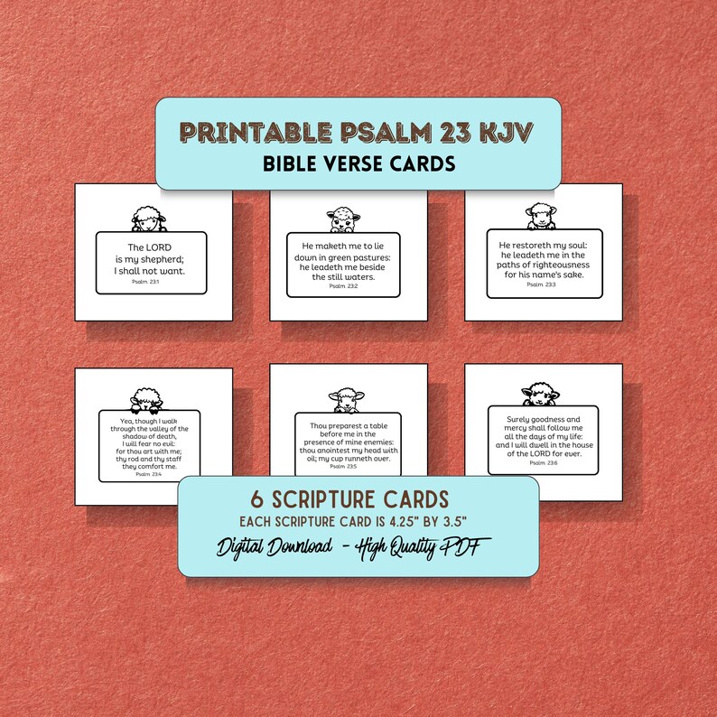 Psalm 23 KJV Scripture Card Printable, Kjv Bible Memory Verse Cards ...