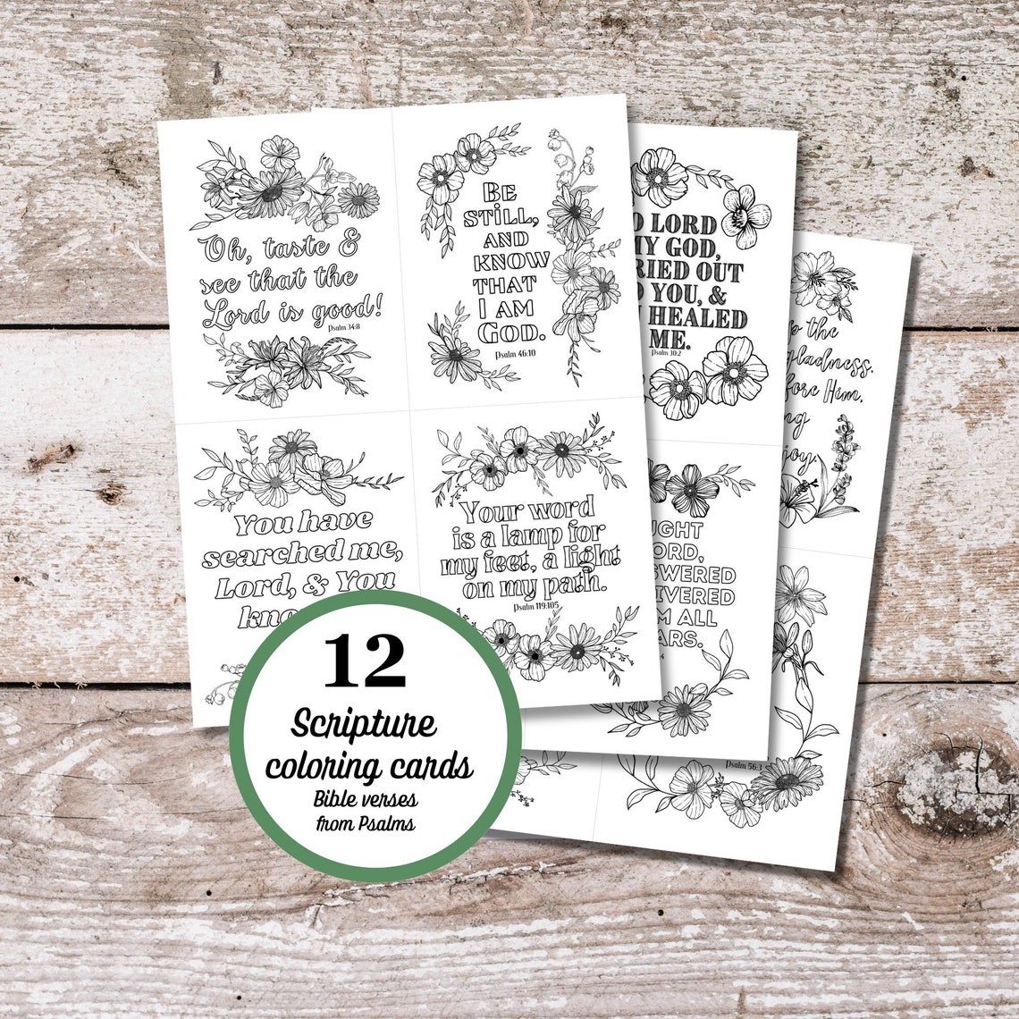 Printable Psalms Set 2 Scripture Coloring Cards, Bible Verse Cards ...