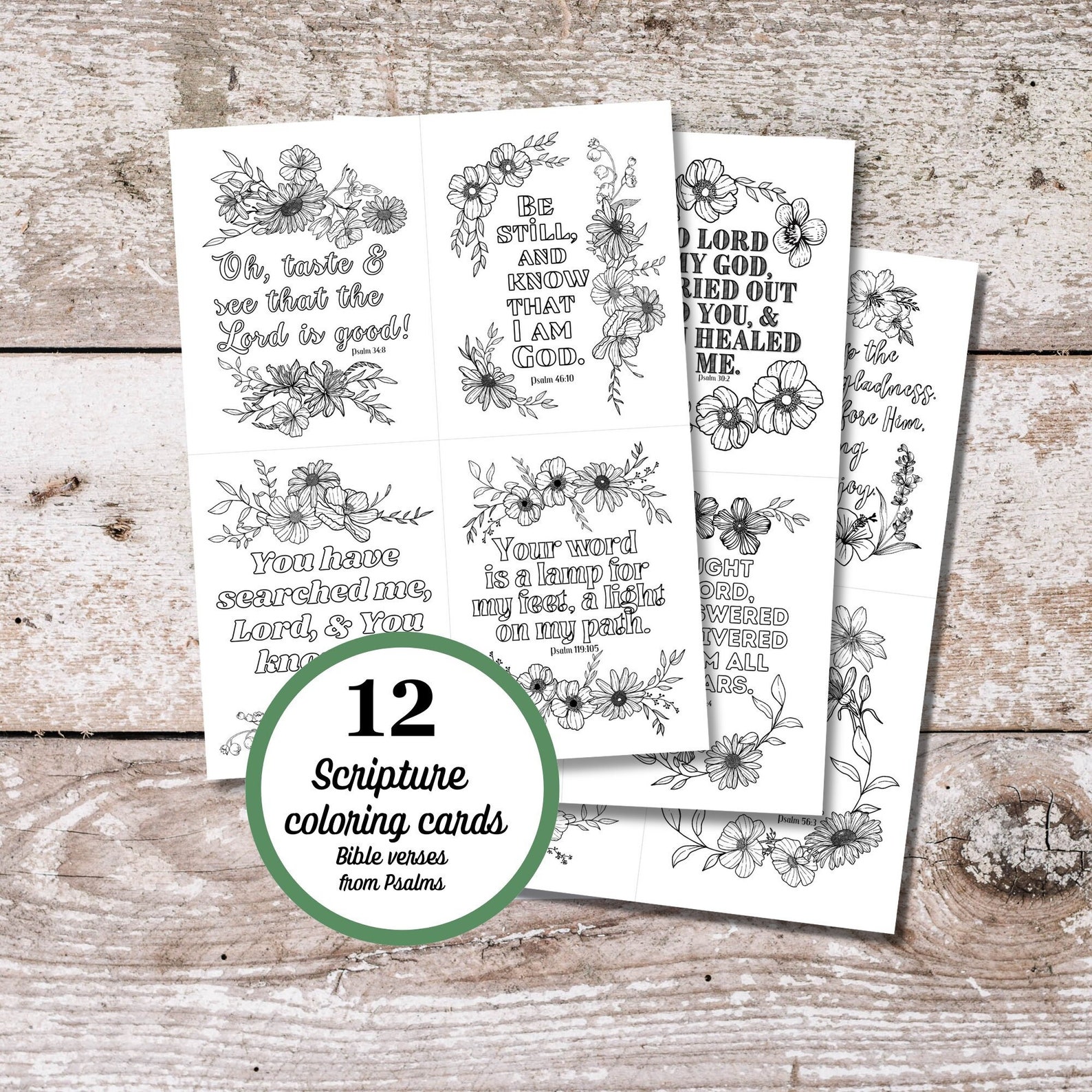 Printable Psalms Set 2 Scripture Coloring Cards, Bible Verse Cards ...