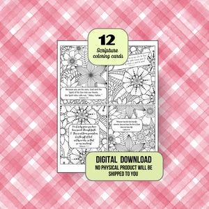 12 Printable Scripture Coloring Cards, Bible Verse Cards to Color ...