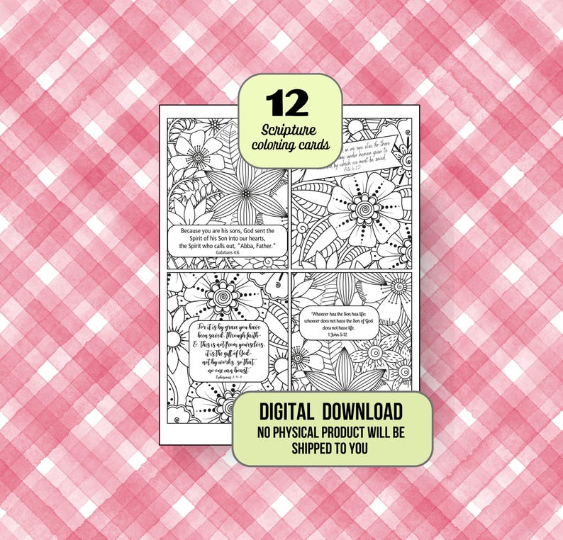 12 Printable Scripture Coloring Cards, Bible Verse Cards to Color ...