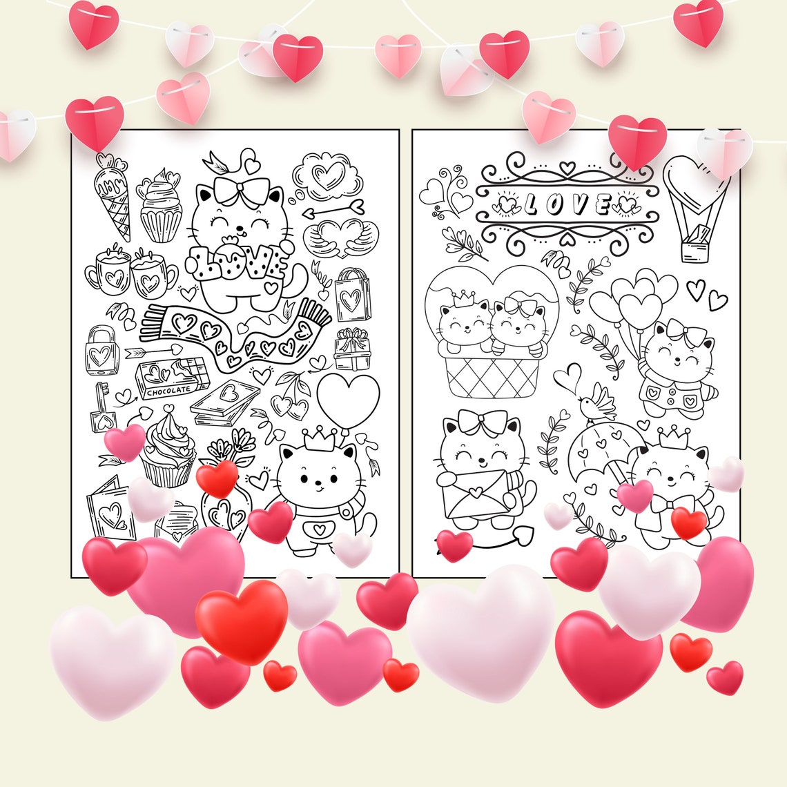 Printable Coloring Pages, Kids Coloring Activity, Hearts Coloring Pages ...