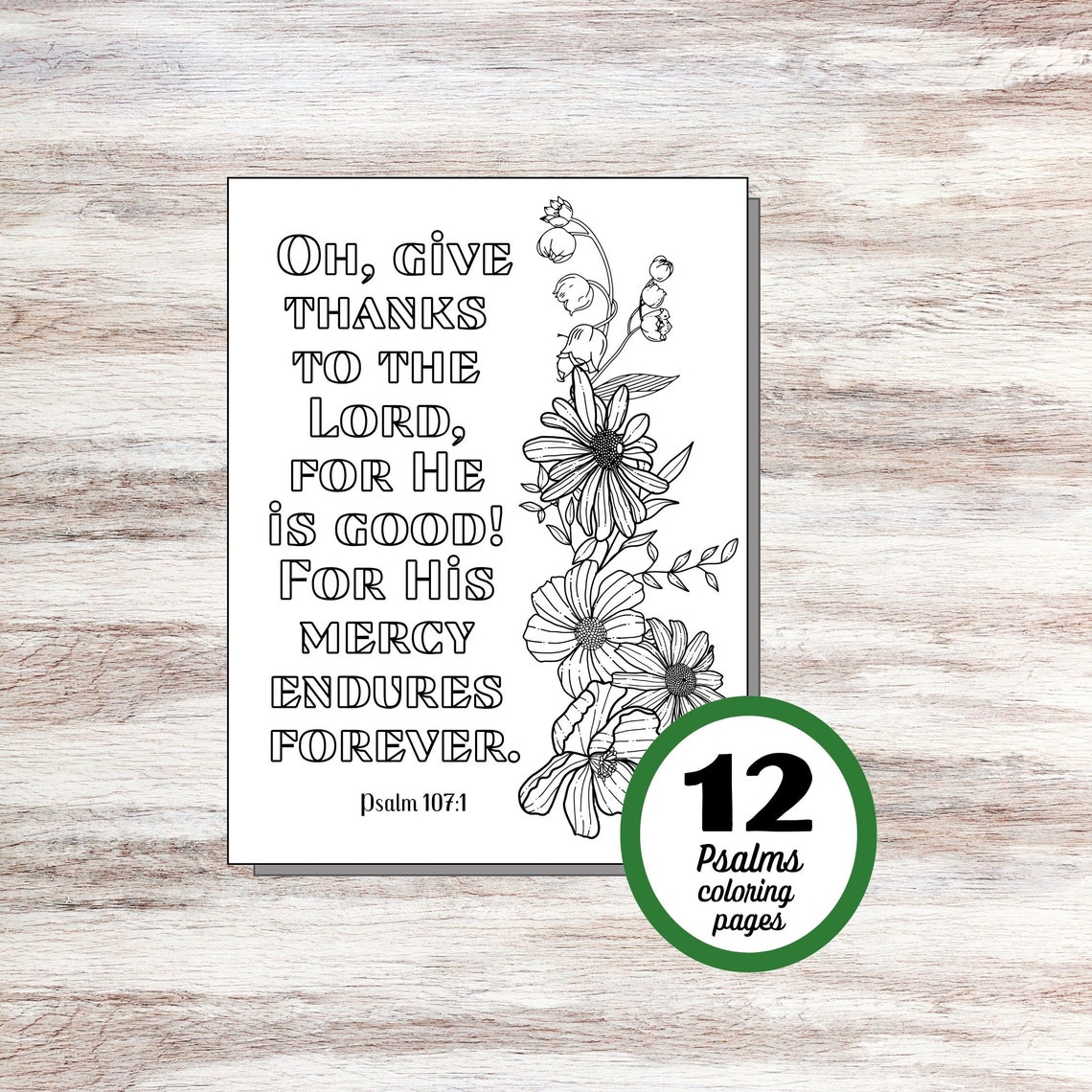 12 Psalms Coloring Pages Printable Psalms Set 1 Bible Verses Christian ...