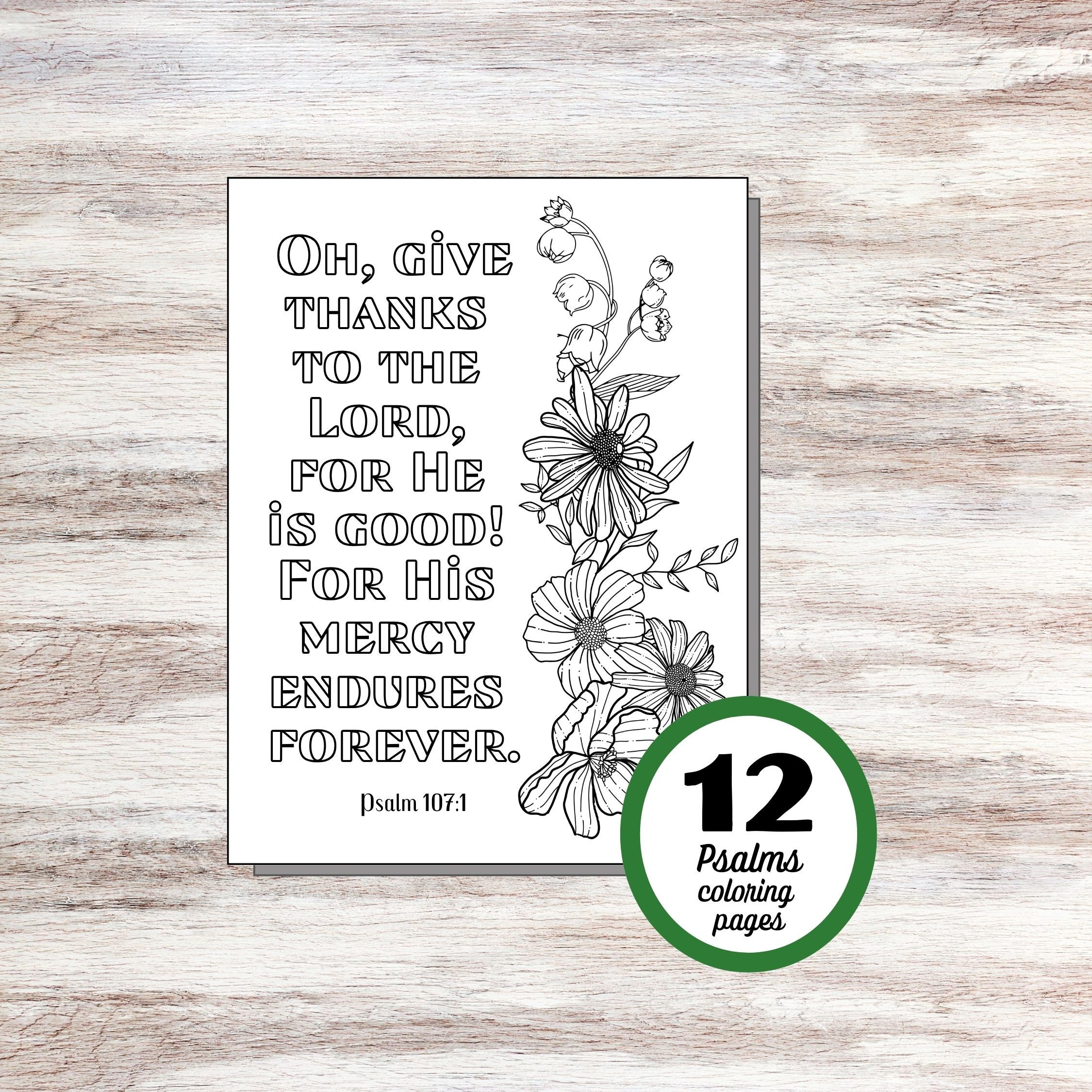 12 Psalms Coloring Pages Printable Psalms Set 1 Bible Verses Christian ...