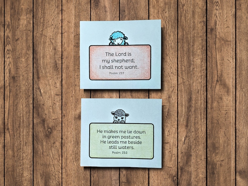 Psalm 23 Scripture Card Printable, Bible Memory Verse Cards, Kid's ...