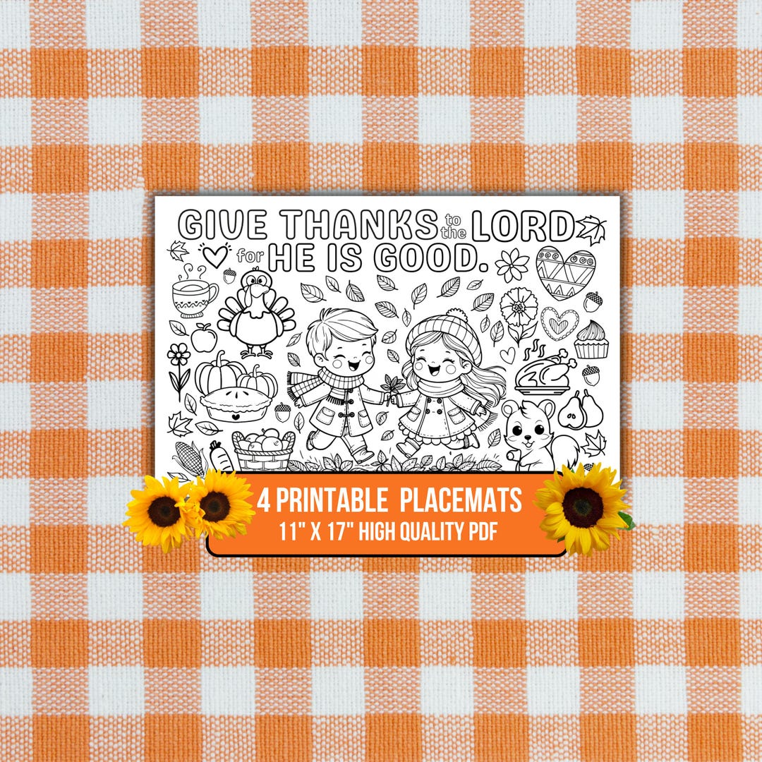 4 Printable Placemats, Thanksgiving Dinner Placemats, Bible Verse ...