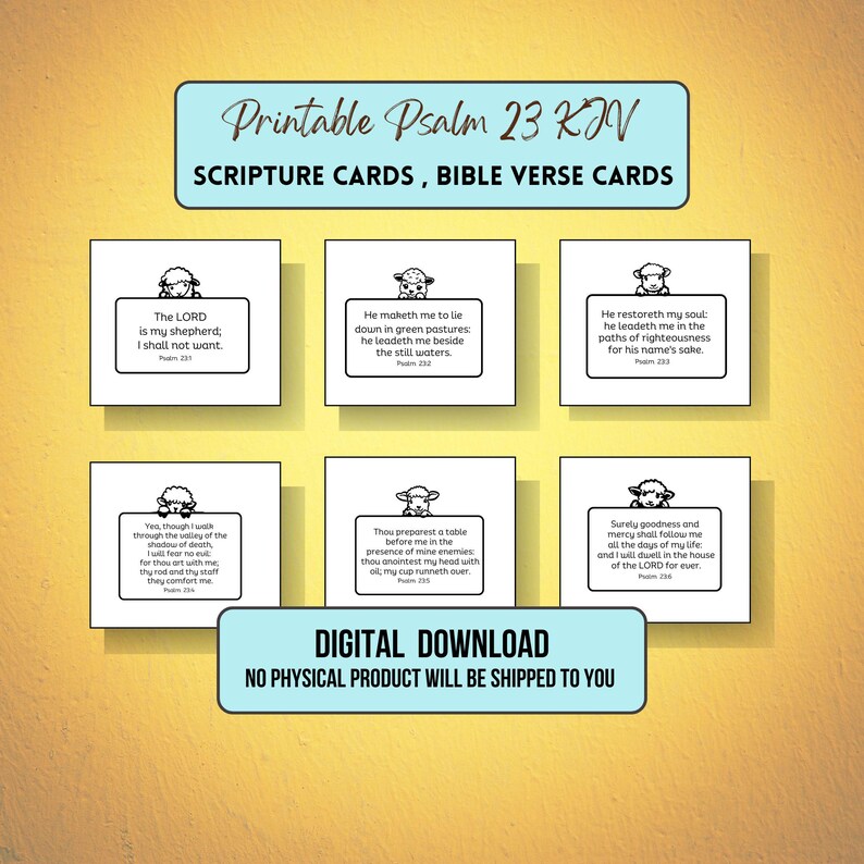 Psalm 23 KJV Scripture Card Printable, Kjv Bible Memory Verse Cards ...
