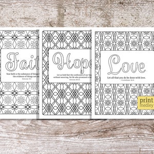 3 Printable Bible Verses Coloring Pages, Love, Hope, Faith ...