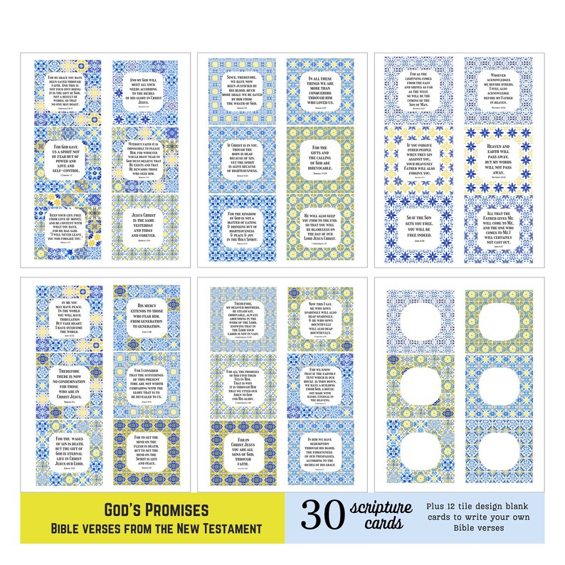 Scripture Cards Tile Design, Printable Bible Verse Cards, God's ...
