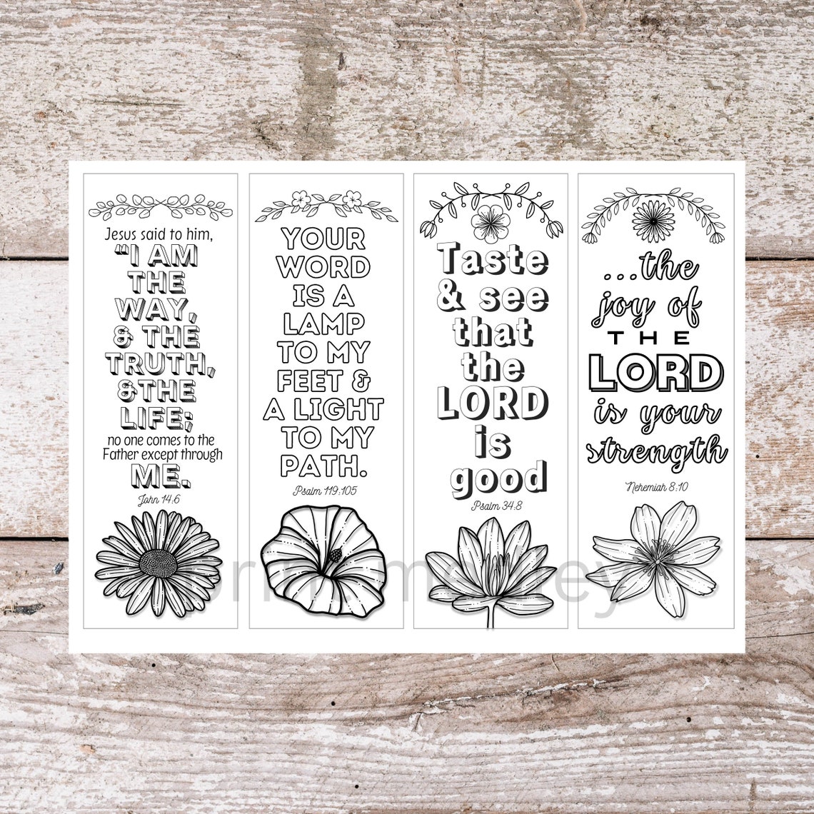 Printable Scripture Coloring Bookmarks, Bible Verse Bookmarks, Bible ...