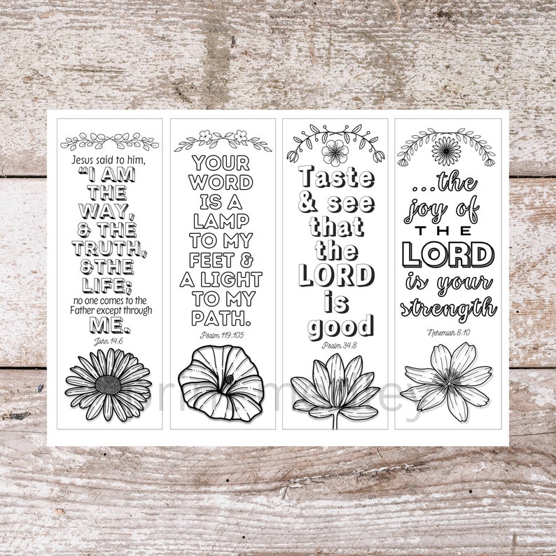 Printable Scripture Coloring Bookmarks, Bible Verse Bookmarks, Bible ...
