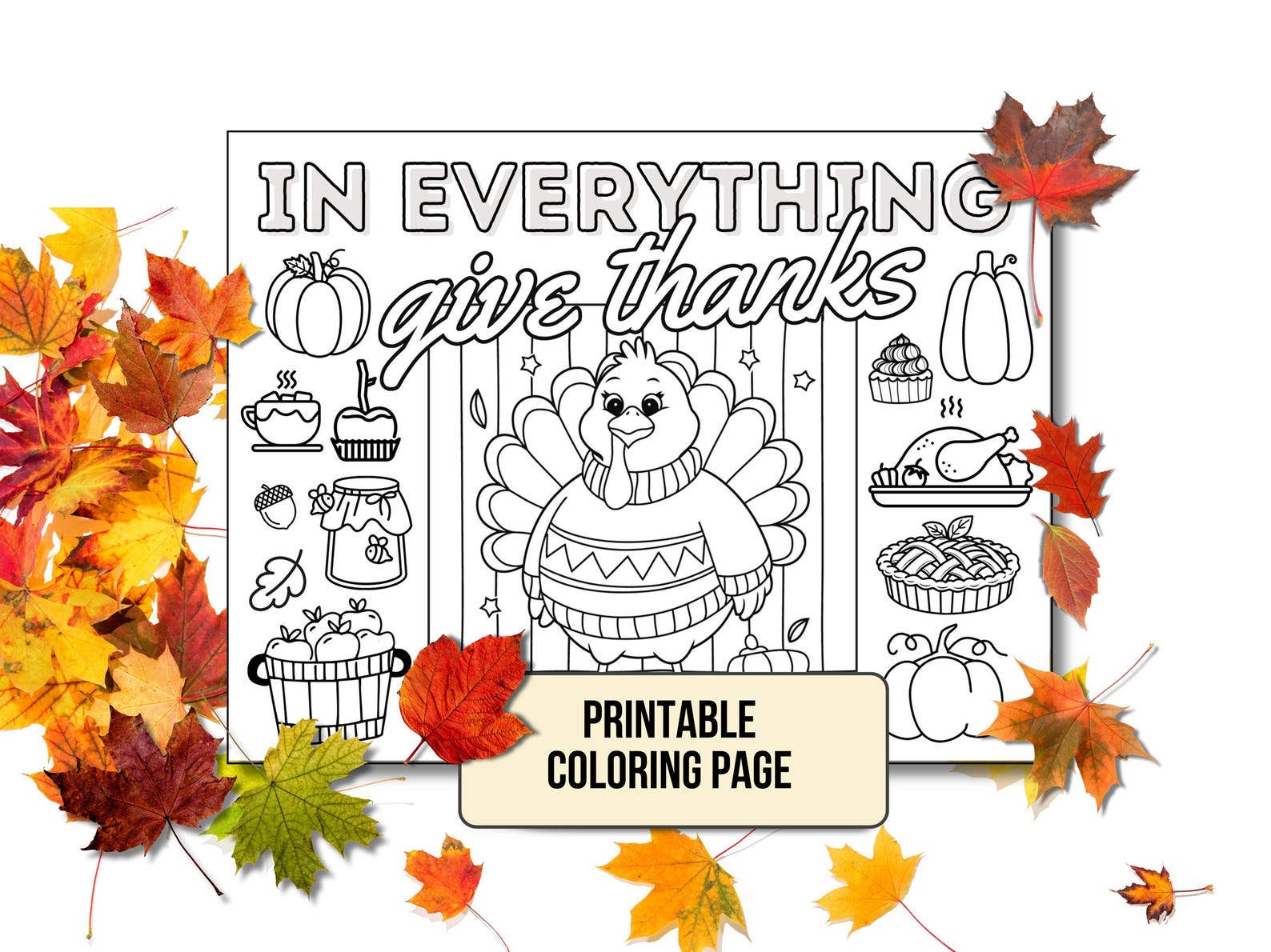 Printable Thanksgiving Coloring Page, Bible Verse Coloring Sheet ...