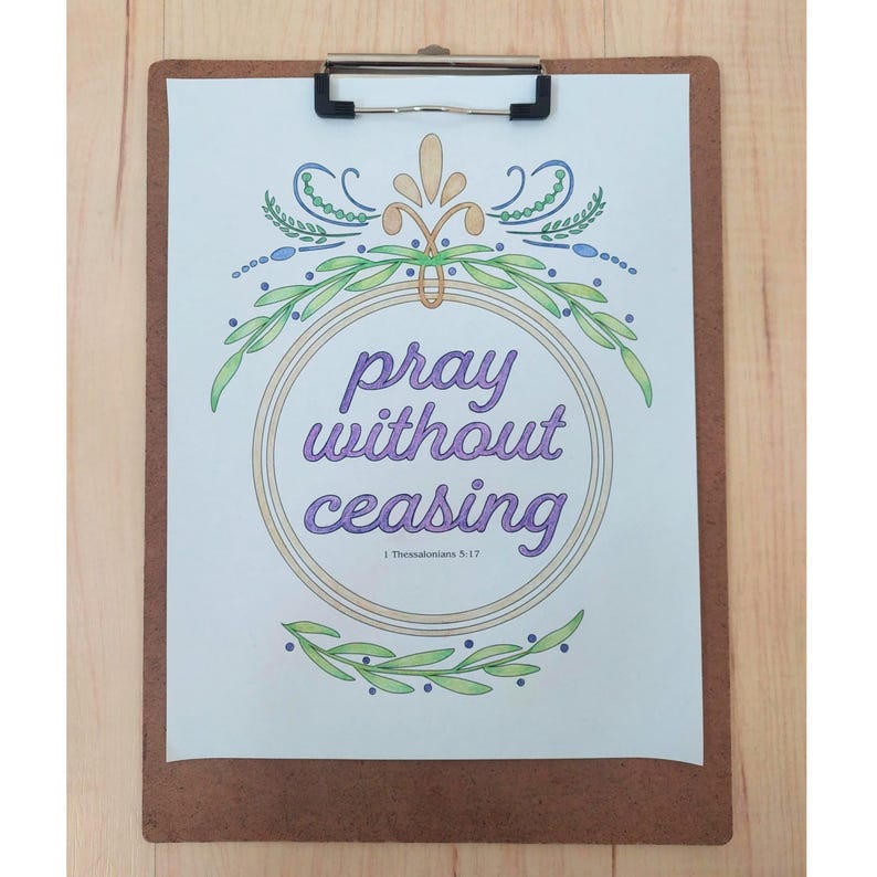 Printable Bible Verse Coloring Page, Pray Without Ceasing, Christian ...