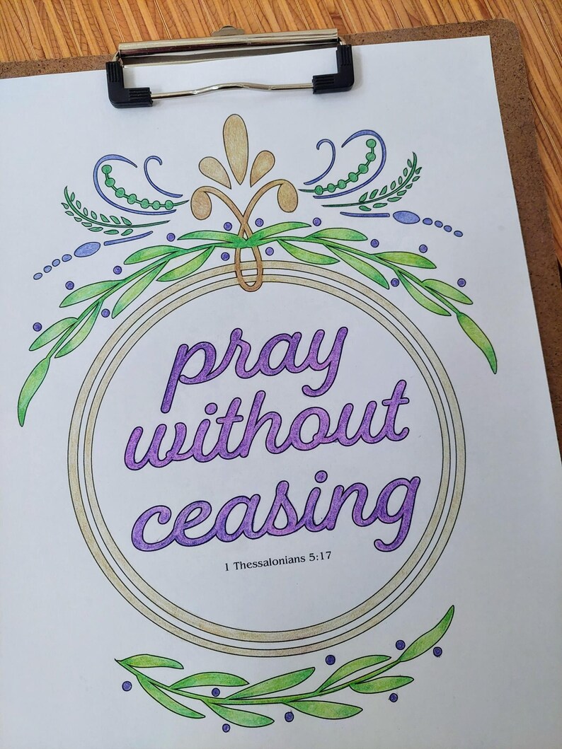 Printable Bible Verse Coloring Page, Pray Without Ceasing, Christian ...
