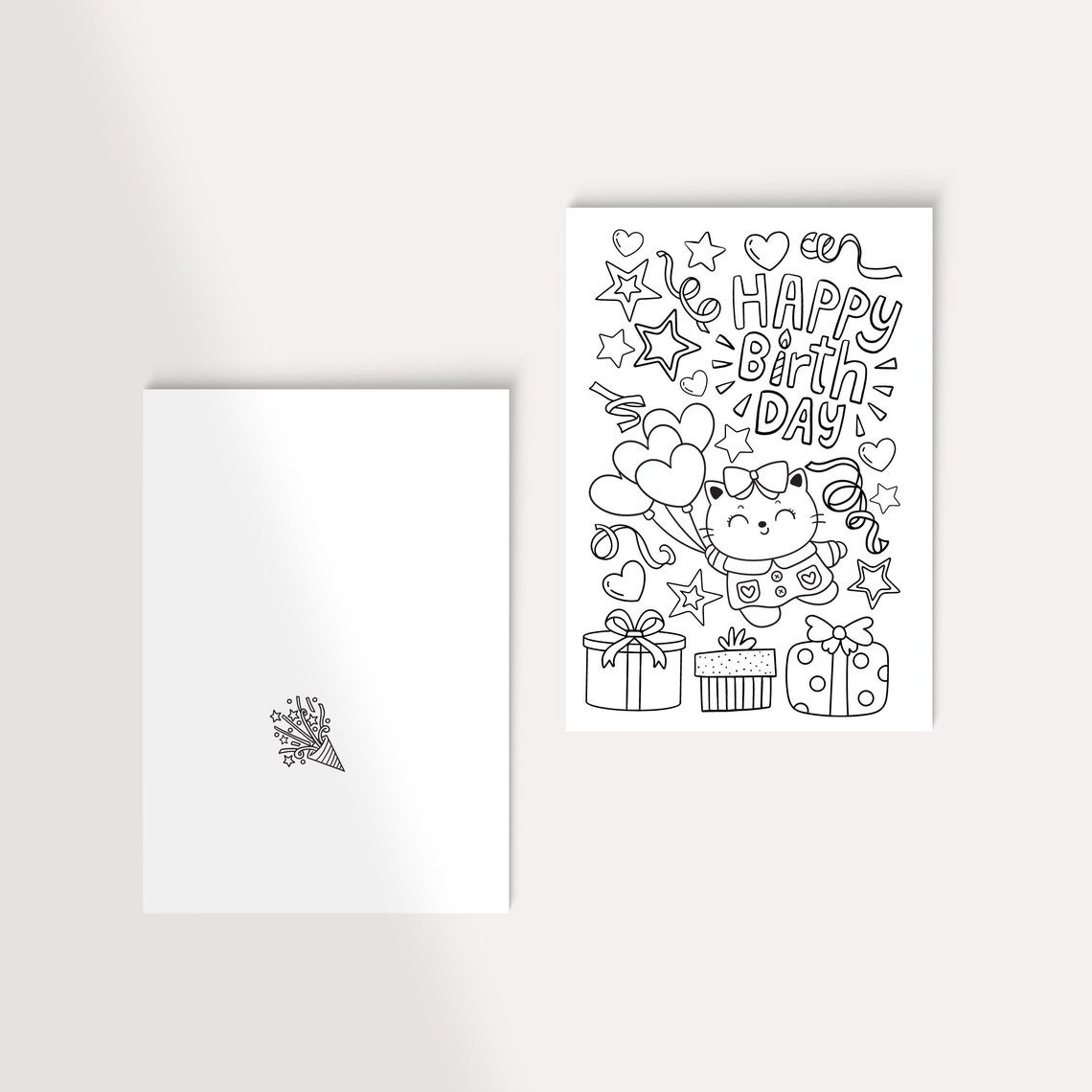 Printable Birthday Coloring Card, Happy Birthday Coloring Card, Kids ...