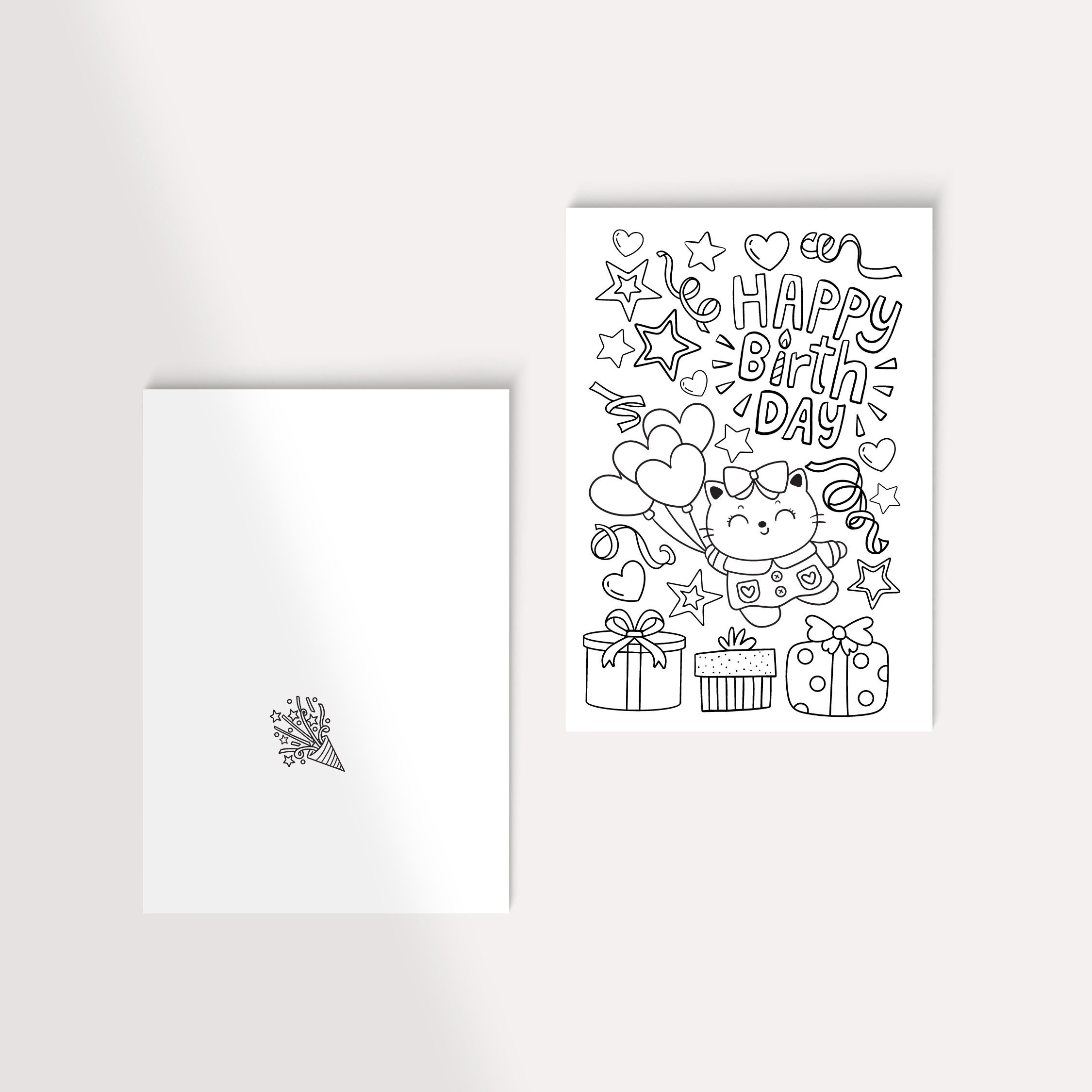 Printable Birthday Coloring Card, Happy Birthday Coloring Card, Kids ...