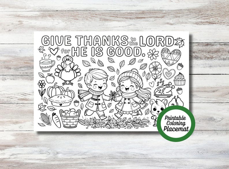Printable Placemat, Thanksgiving Dinner Placemat, Bible Verse Coloring ...