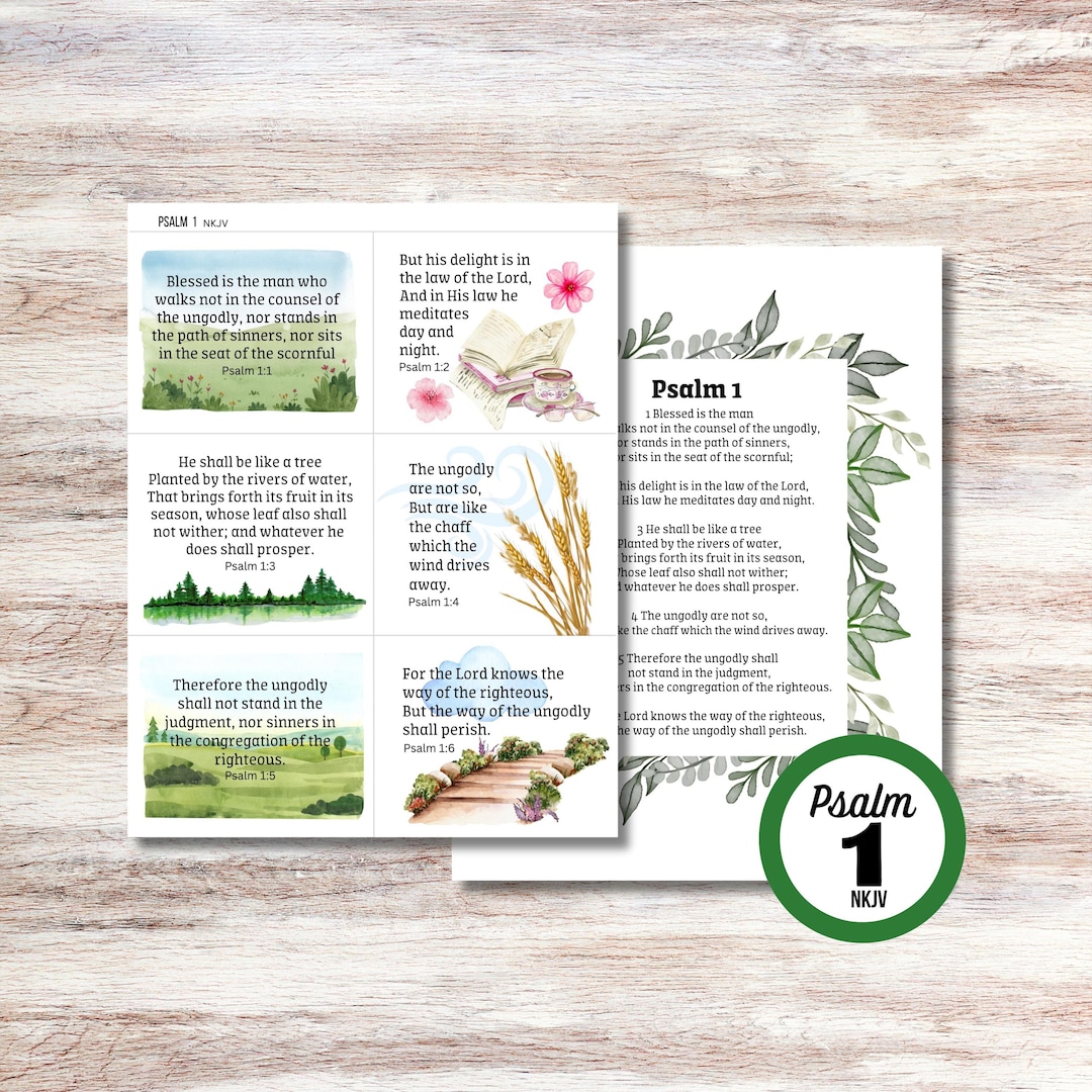 Printable Psalm 1 NKJV Scripture Cards & Full Text, Psalm Bible Verse ...