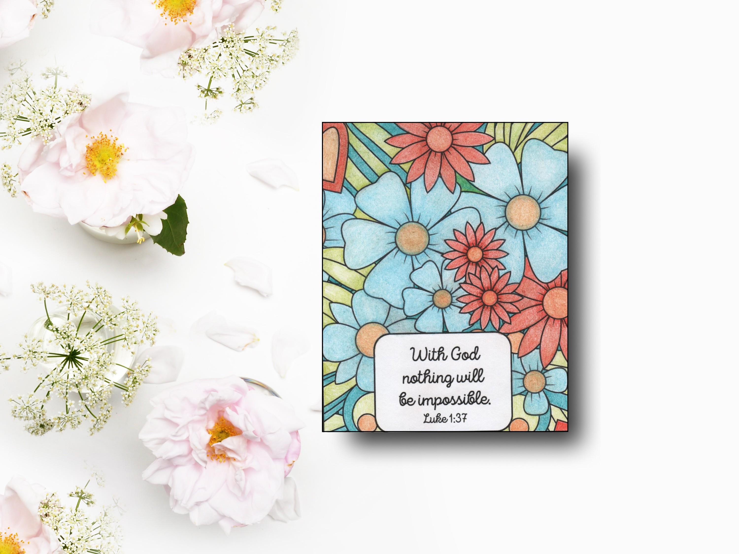 12 Printable Scripture Coloring Cards, Bible Verse Cards to Color 4"x5 ...