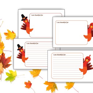 I Am Thankful for Printable Cards, Thanksgiving Activity, Turkey ...