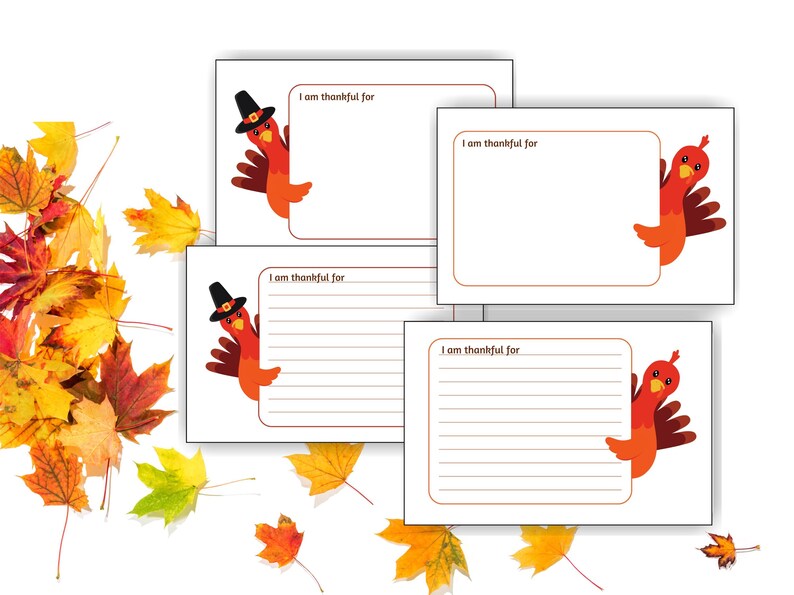 I Am Thankful for Printable Cards, Thanksgiving Activity, Turkey ...