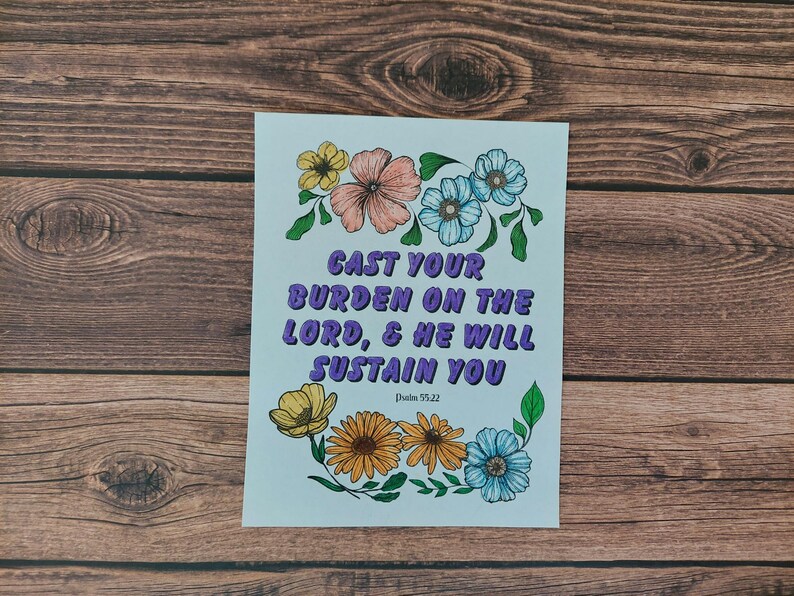 Printable Psalms Scripture Coloring Cards, 12 Christian Floral Coloring ...