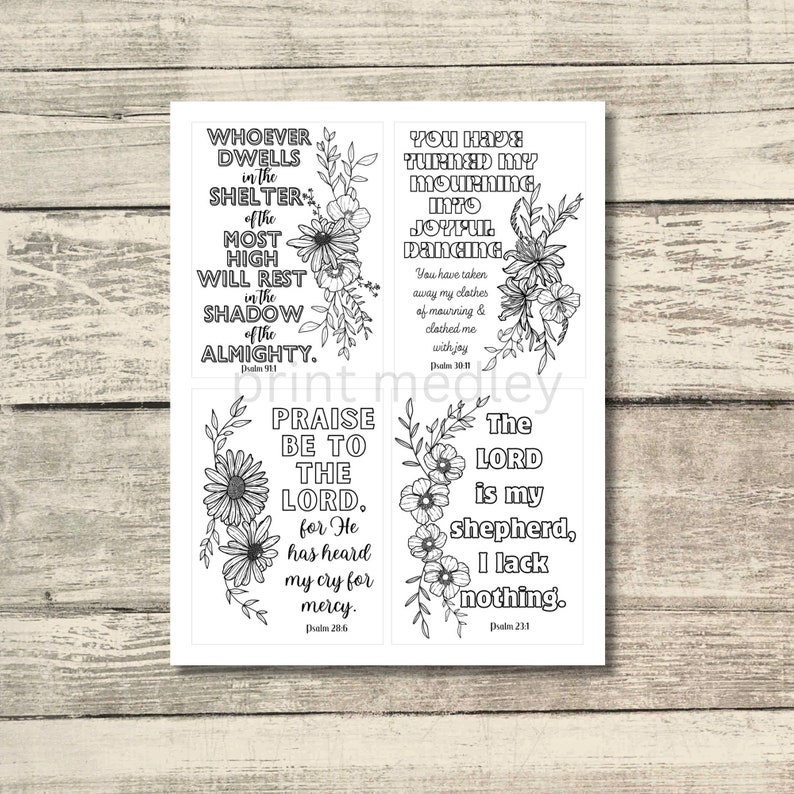 Printable Scripture Coloring Cards, Psalms, Bible Verse Cards, Adult ...