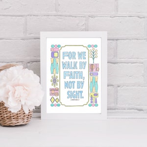 Bible Verse Coloring Page, "for We Walk by Faith", Instant Digital PDF ...