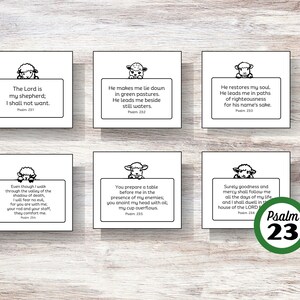 Psalm 23 Scripture Card Printable, Bible Memory Verse Cards, Kid's ...