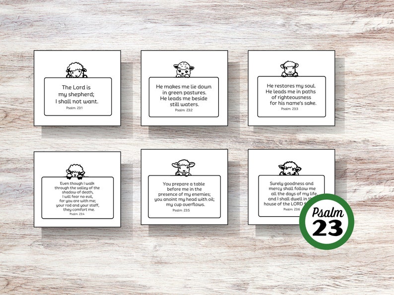 Psalm 23 Scripture Card Printable, Bible Memory Verse Cards, Kid's ...