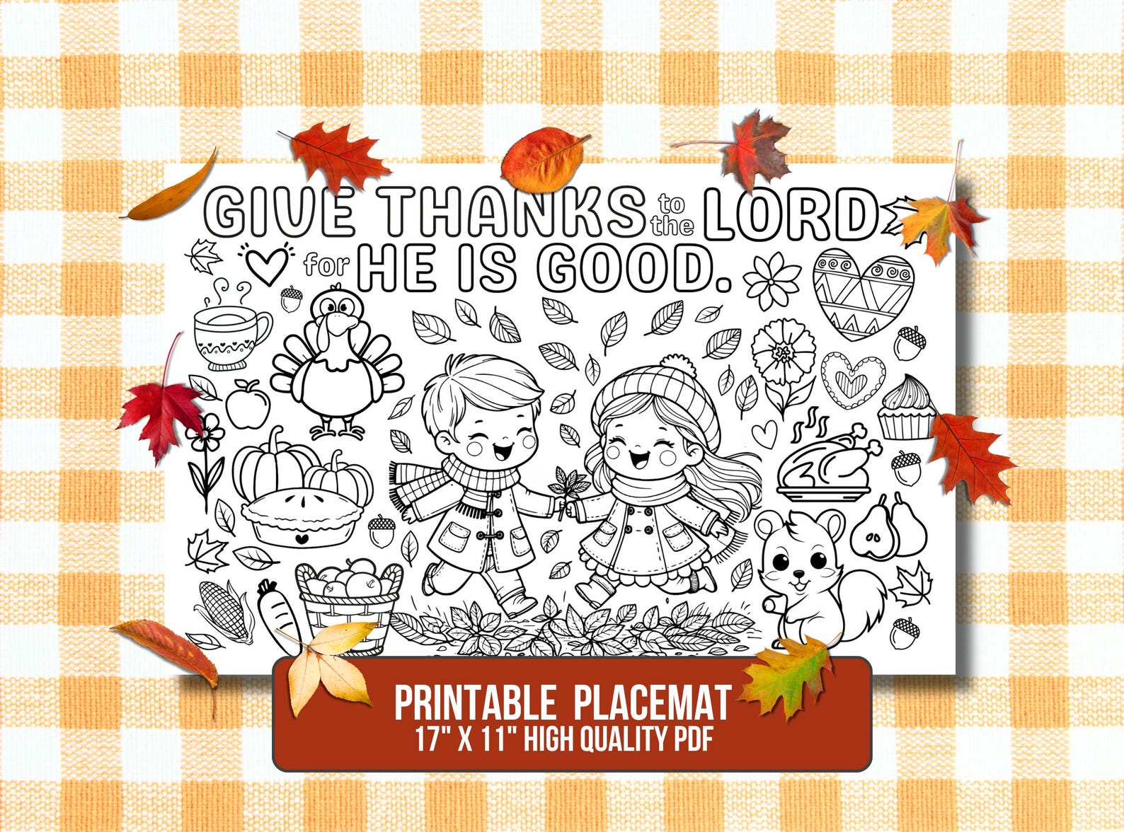 Printable Placemat, Thanksgiving Dinner Placemat, Bible Verse Coloring ...