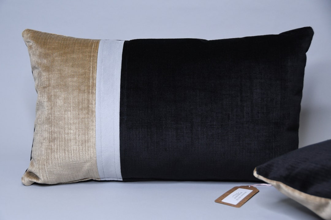 West Point Color Block Velvet Accent Pillow Sham 12x20 Topstitched ...