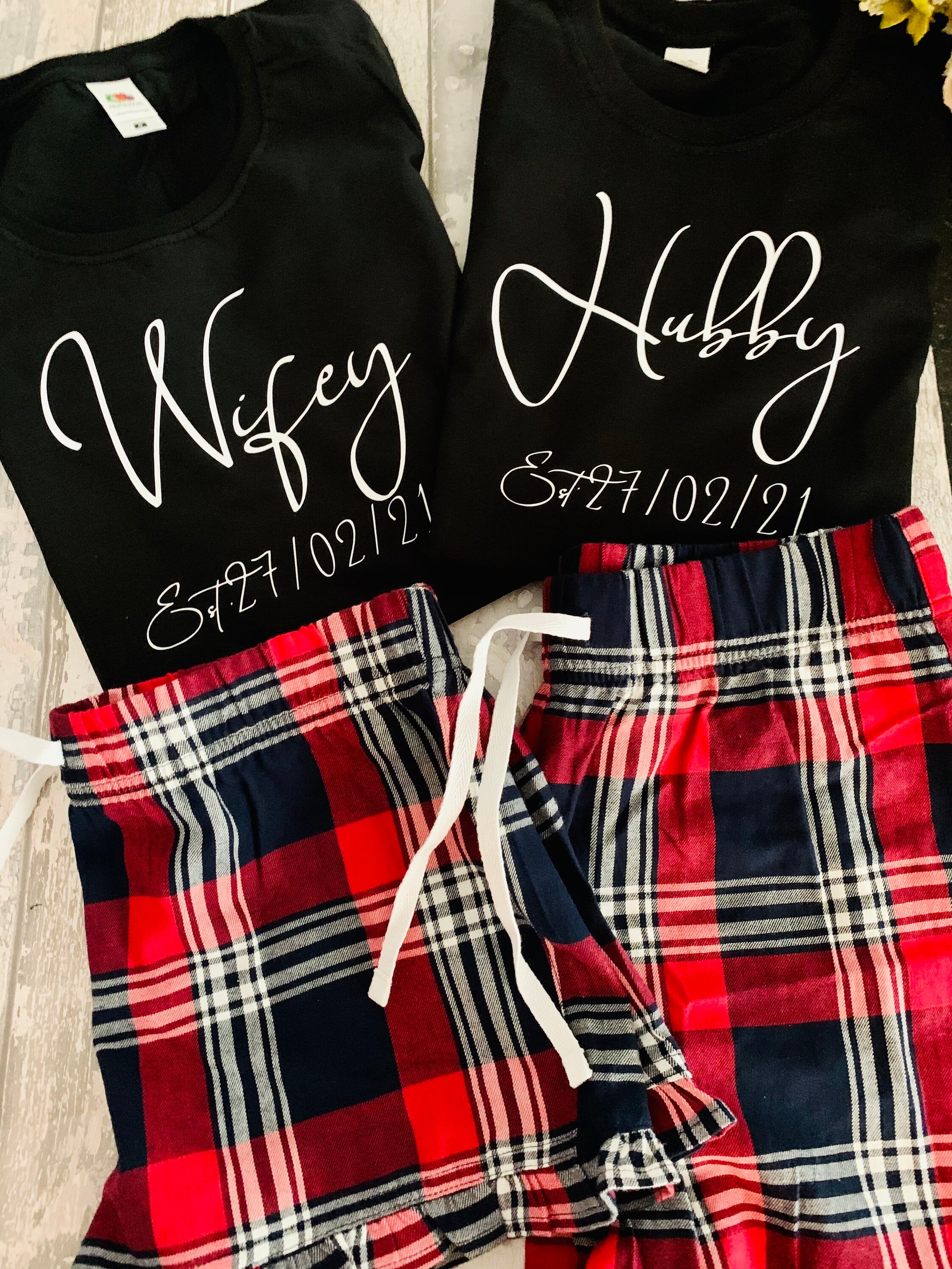 Couple matching pyjama setjust married pyjamasgifts for | Etsy