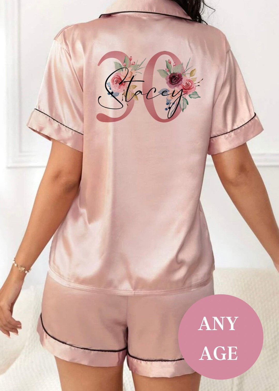 Ladies Birthday Pyjamas,ladies Satin Pyjamas,birthday Pjs,gifts for Her ...