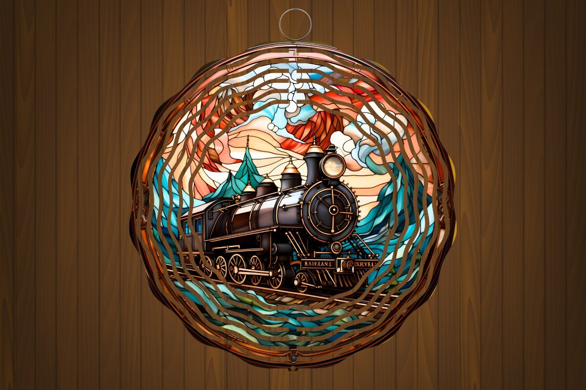 Stained Glass Train Wind Spinner Sublimation Design,wind Spinner Door ...