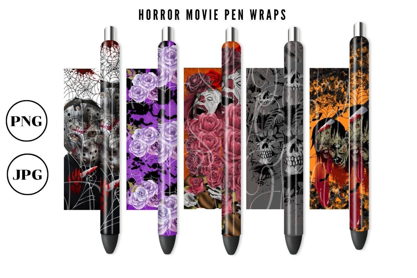 Horror Scary Movie Flower Pen Wrapshalloween Pen Wraps - Etsy UK